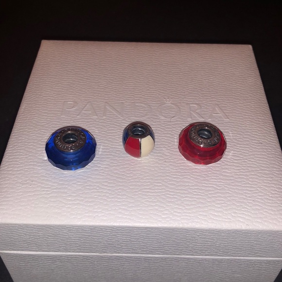 Pandora | Jewelry | Lot Of Three Pandora Charms Authentic Red Blue ...